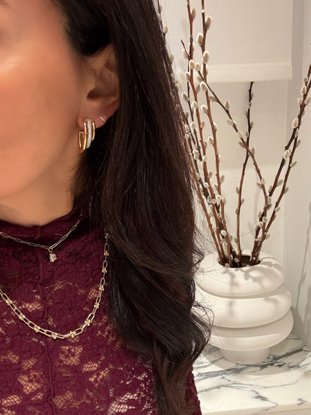 Triple Row Diamond and Gold Hoops – Diamonds Doing Good